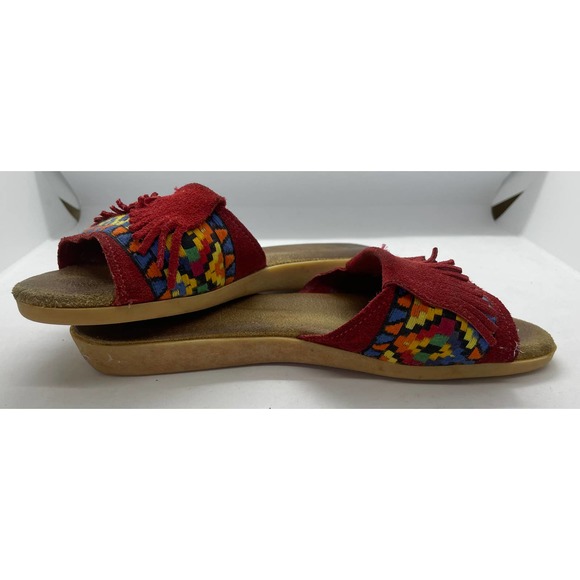 Sioux Mox | Shoes | Vintage Sioux Mox Red Suede Embroidered Slides Size ...